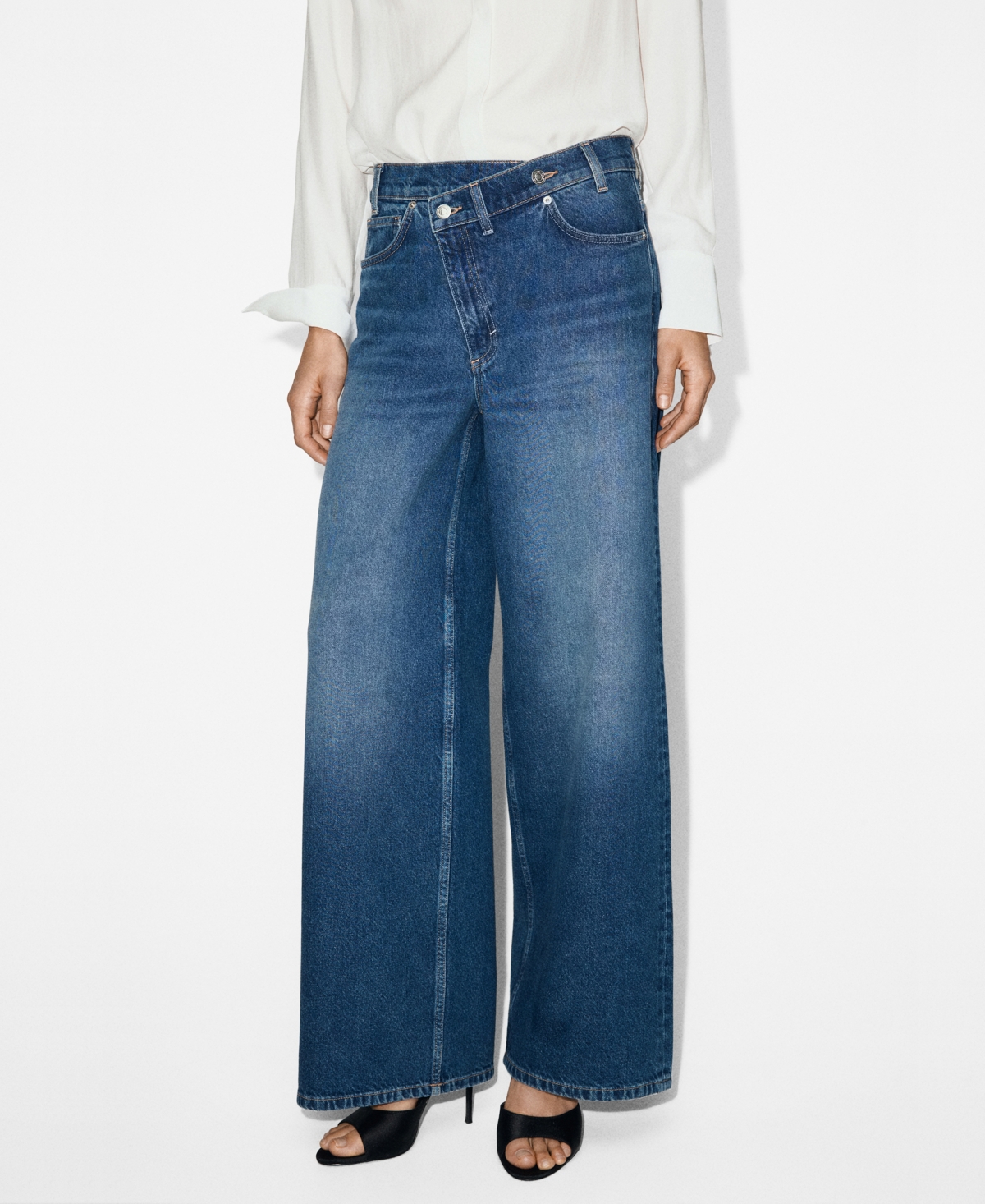 Click here for Mango Womens Crossover Waistband Wide-Leg Mid-Rise... prices