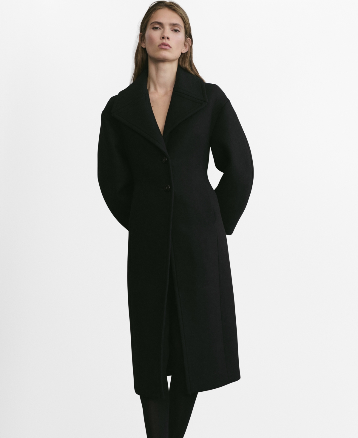 Click here for Mango Womens Structured Wool Coat - Black prices