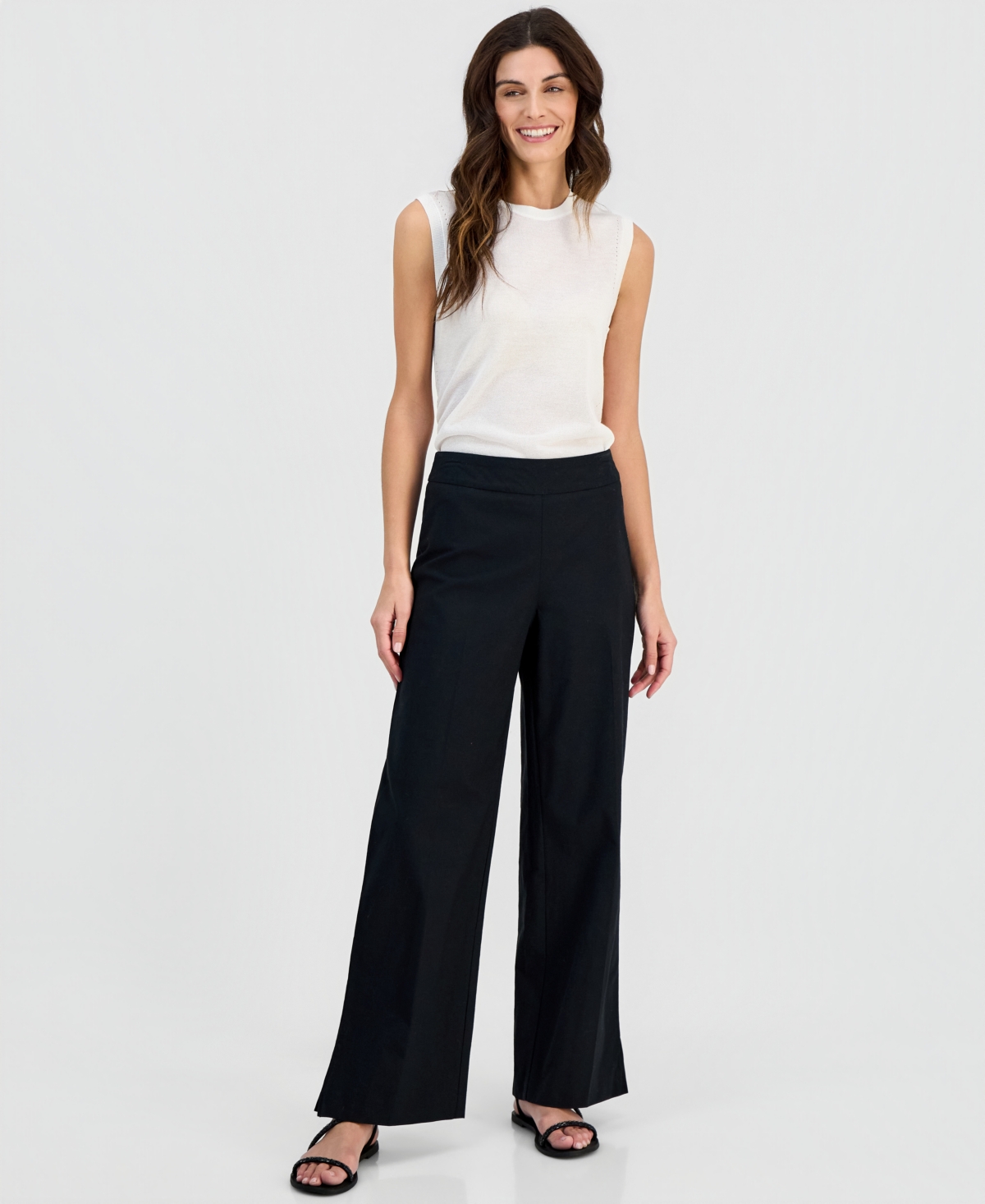 Click here for Jm Collection Womens Mid-Rise Pull-On Wide-Leg Pan... prices