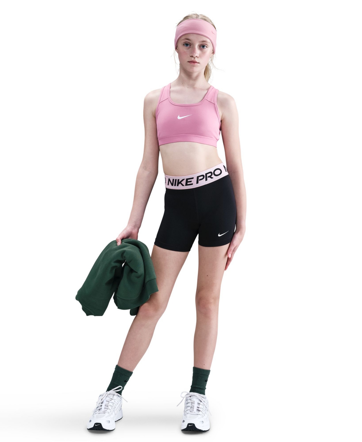 Click here for Nike Pro Big Girls 3 Shorts - Black/med Soft Pink/... prices
