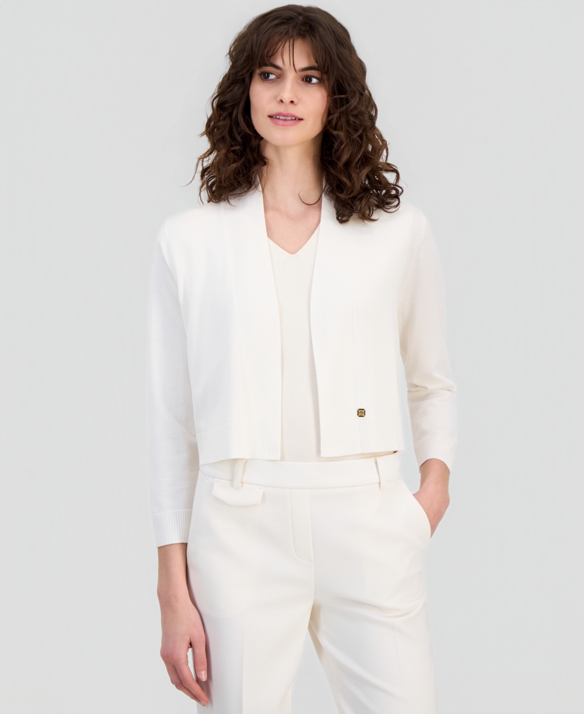 Click here for Anne Klein Womens Open-Front Shrug Cardigan - WHIT... prices