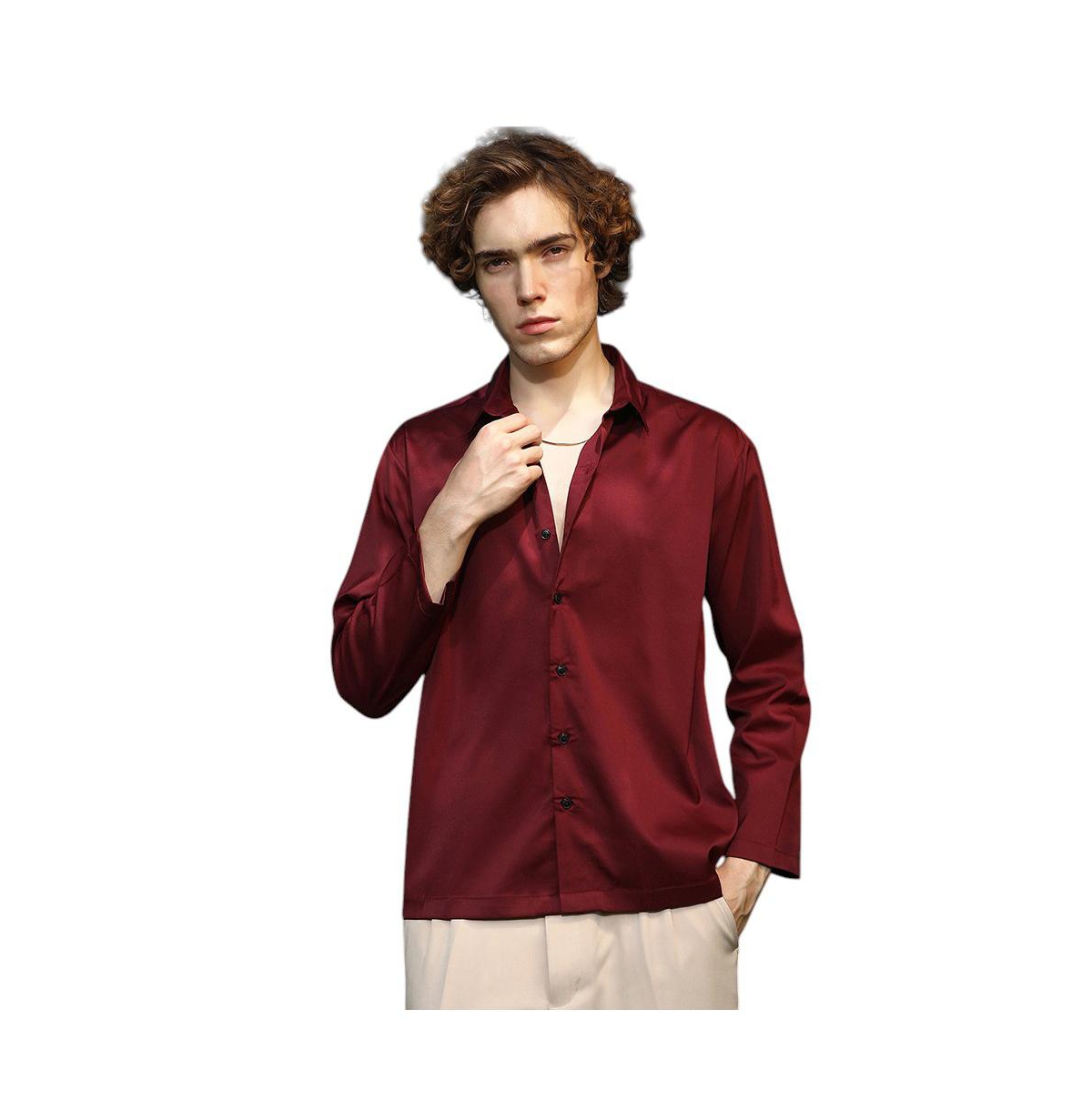 Click here for Campus Sutra Mens Satin Oversized Shirt - Red prices