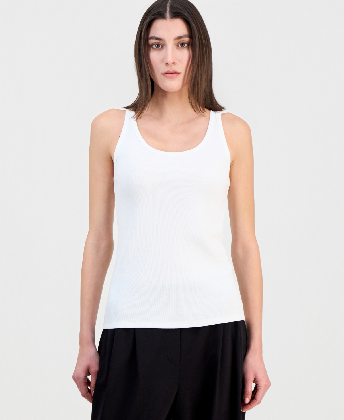 Click here for Eileen Fisher Womens Scoop Neck Slim Tank Top - Wh... prices