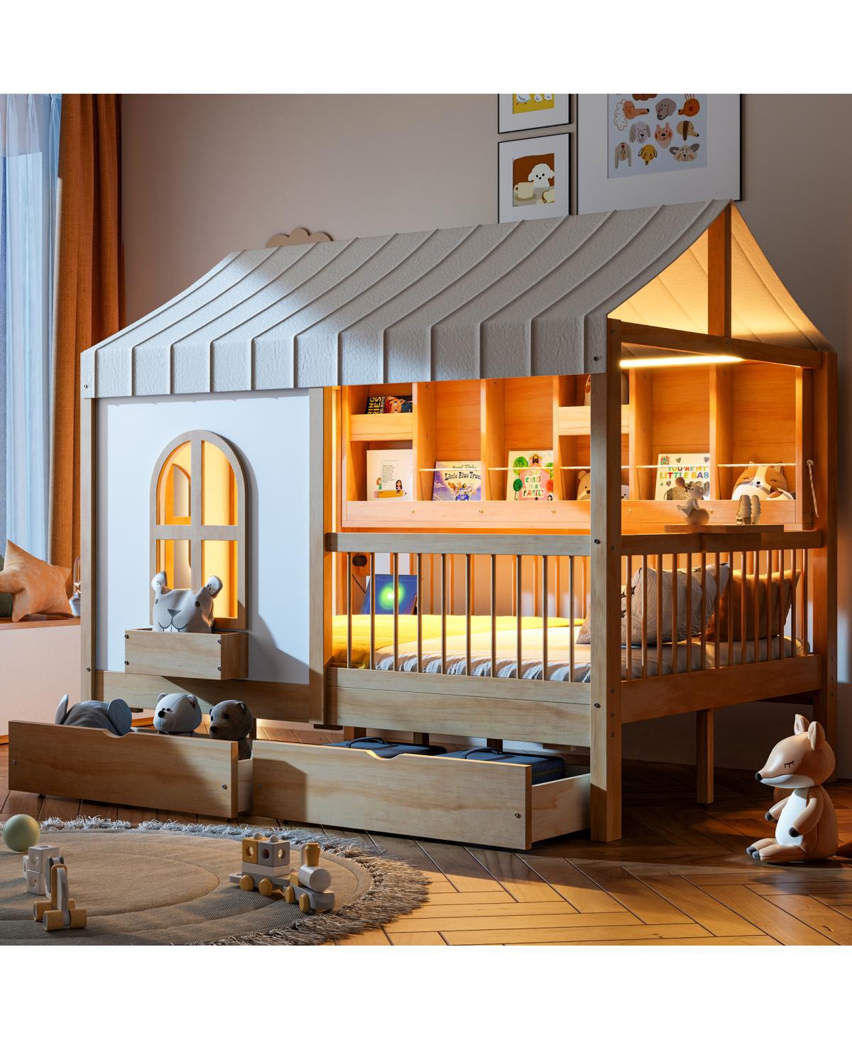 Click here for Streamdale Furniture Full Size House Bed with 2 La... prices