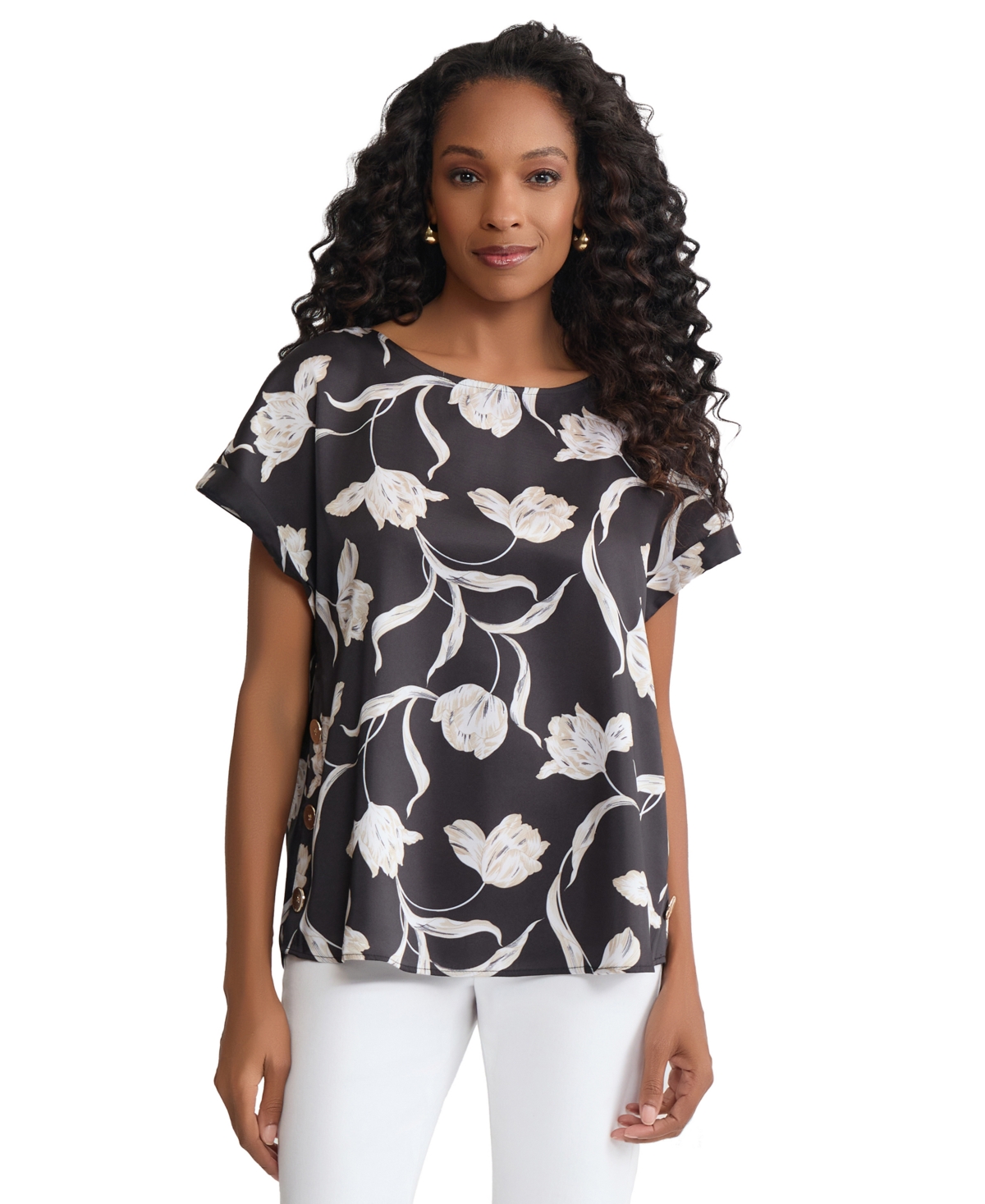 Click here for Jones New York Petite Printed Crewneck Top - Jones... prices