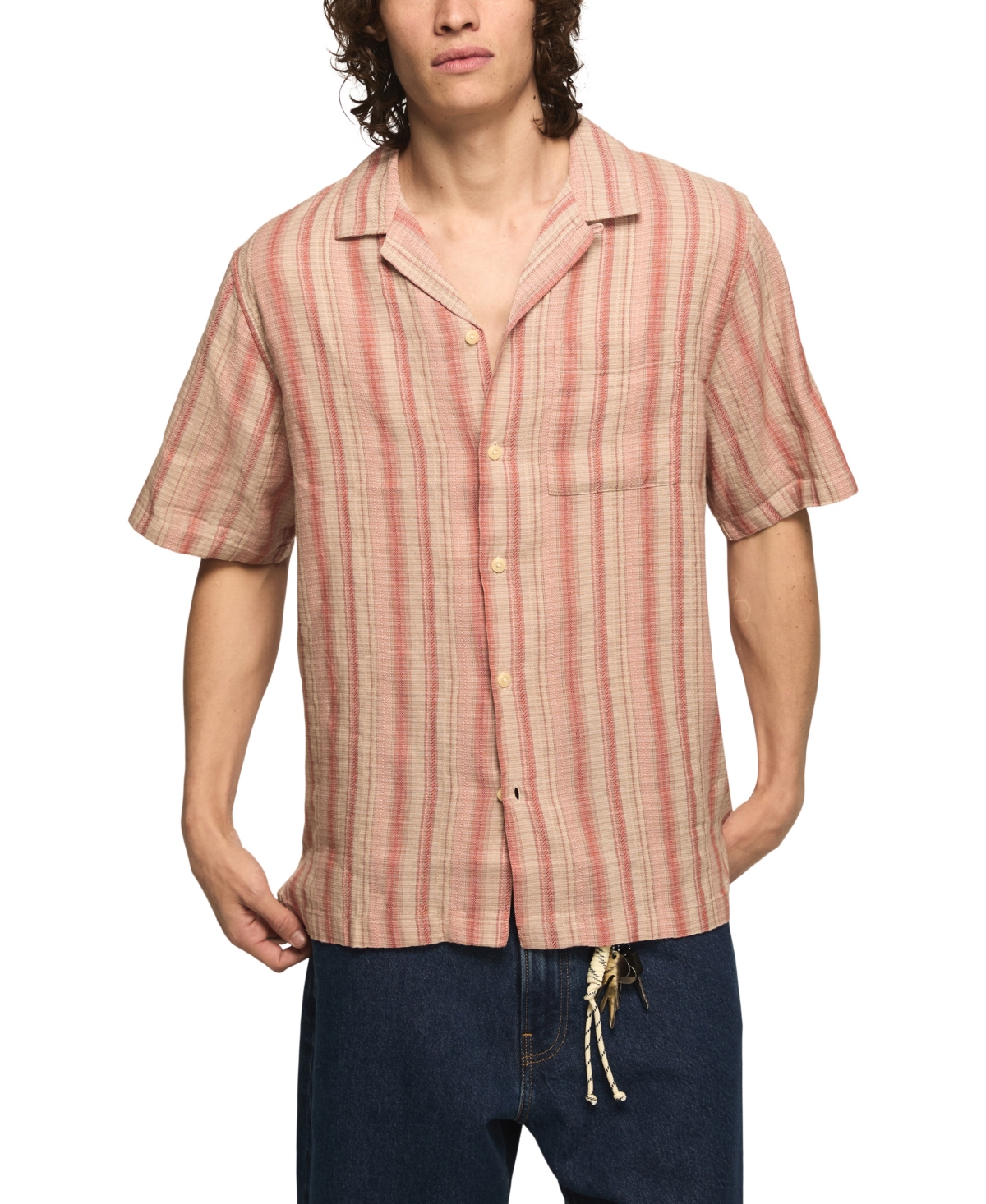 Click here for Lucky Brand Mens Short-Sleeve Shirt - Red multi prices