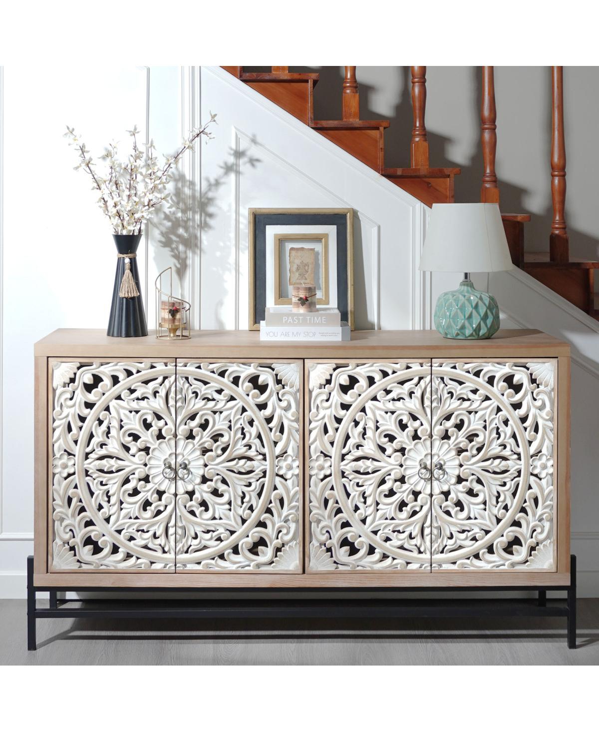 Click here for Streamdale Vintage Carved 4-Door Wood Cabinet with... prices