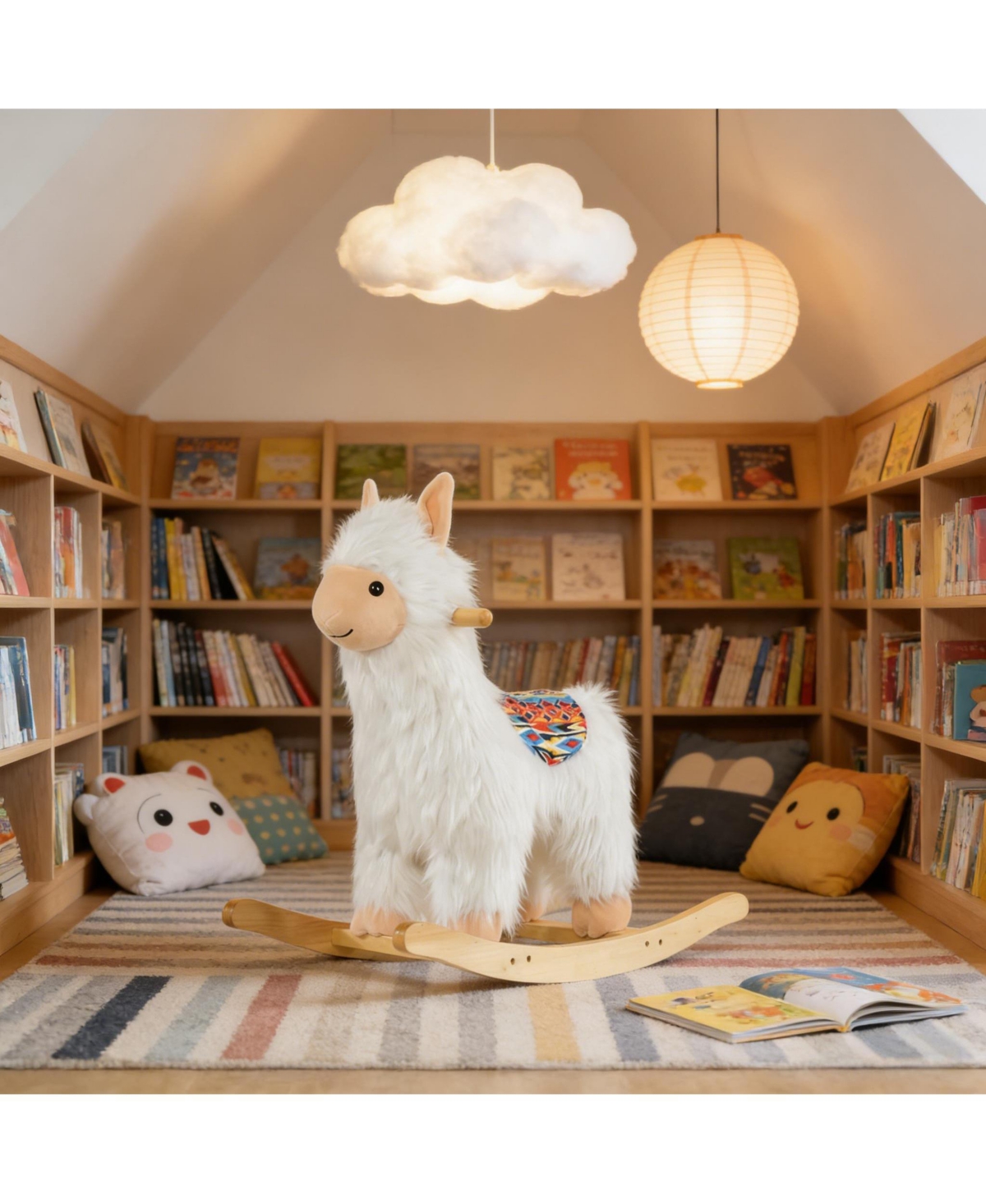 Click here for Cesicia Llama Rocker for Kids - White Plush Rockin... prices