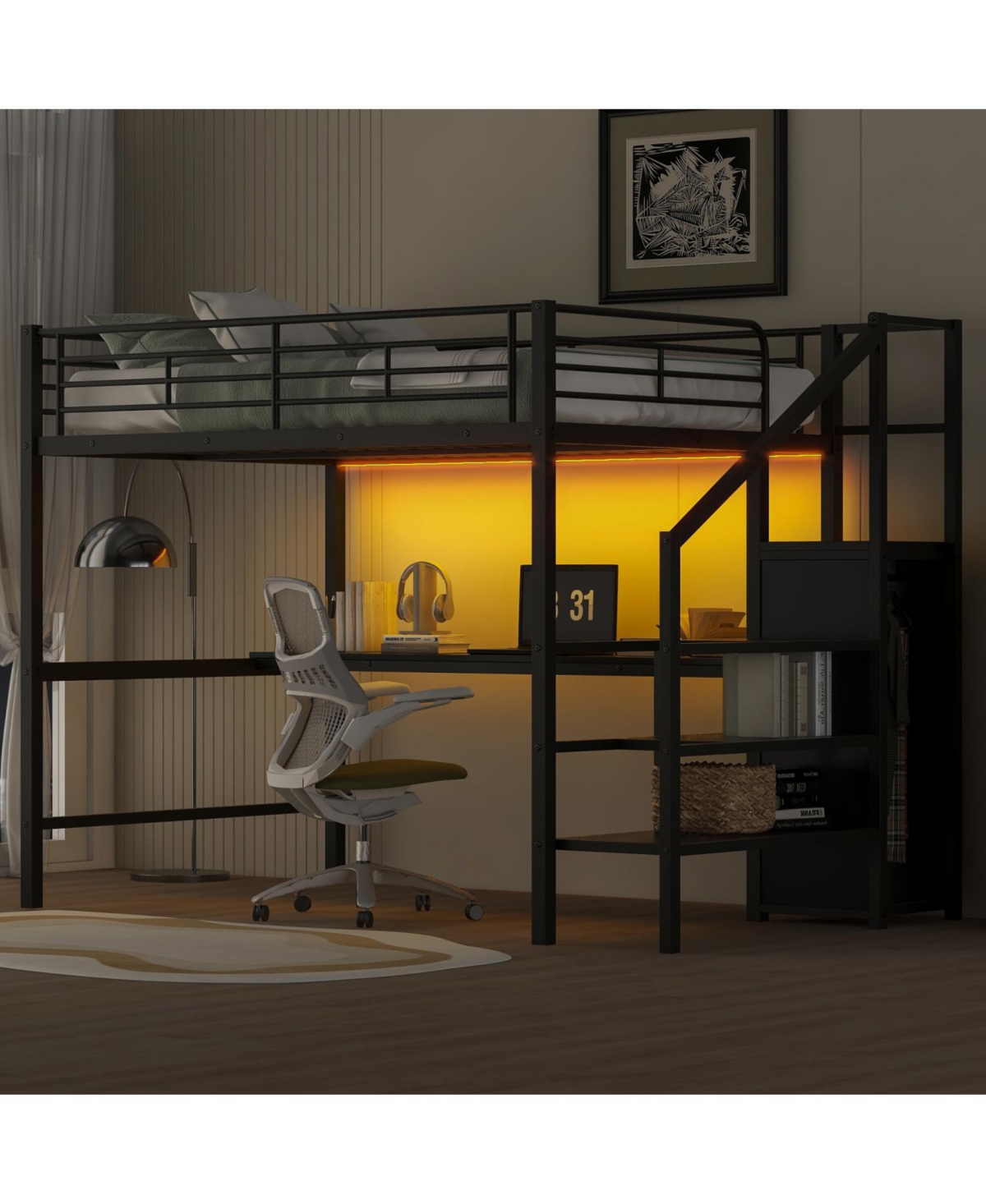 Click here for Streamdale Furniture Metal Loft Bed with Desk  Sto... prices