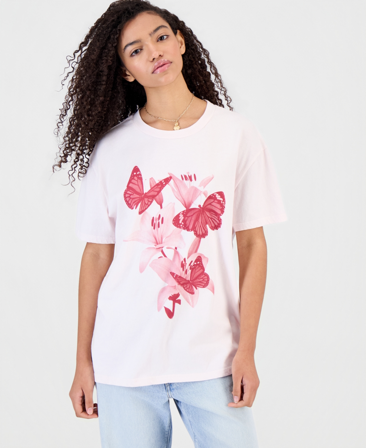 Click here for Rebellious One Juniors Butterfly-Graphic Cotton Bo... prices