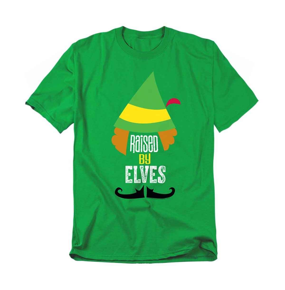 Click here for Elf Mens Raised By Elves T Shirt - Kelly green prices