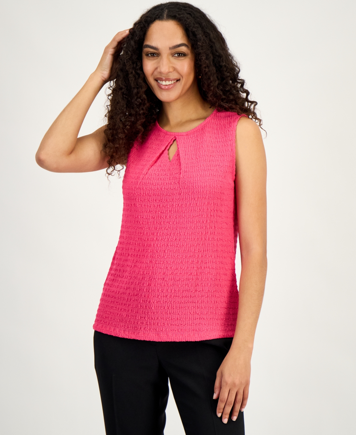 Click here for Kasper Womens Textured Sleeveless Top - Pink Perfe... prices