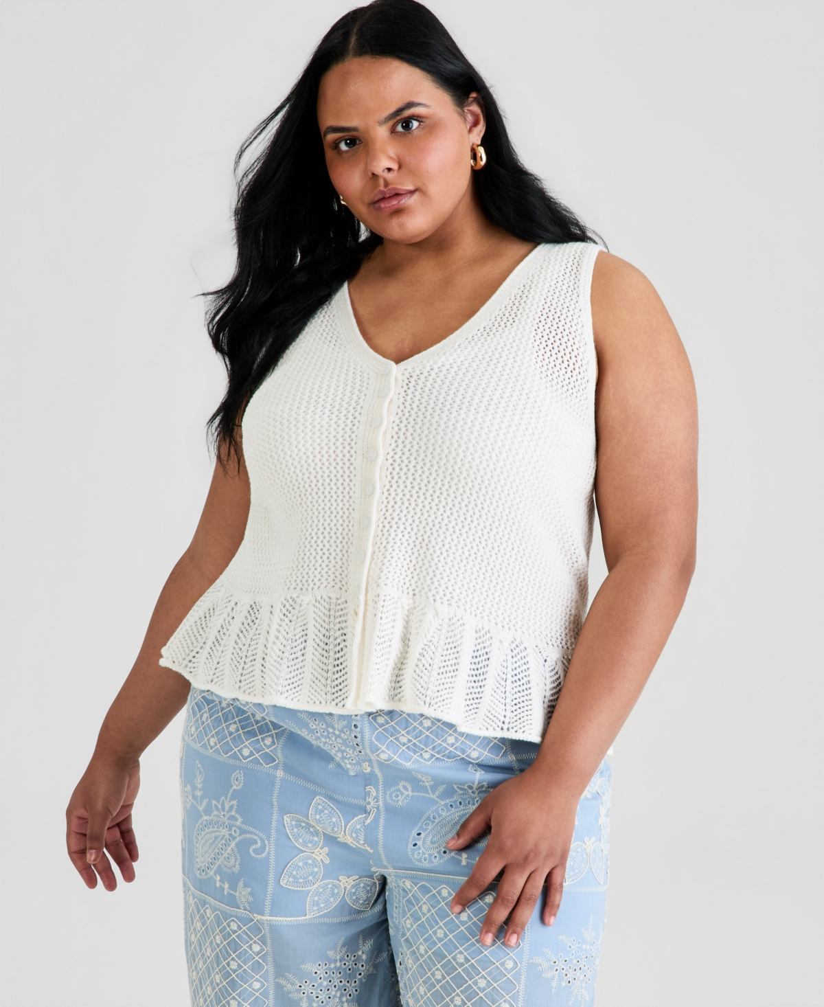 Click here for And Now This Trendy Plus Size Peplum Sweater Vest... prices