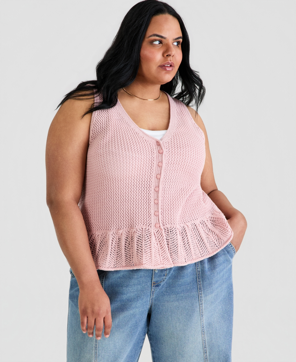 Click here for And Now This Trendy Plus Size Peplum Sweater Vest... prices