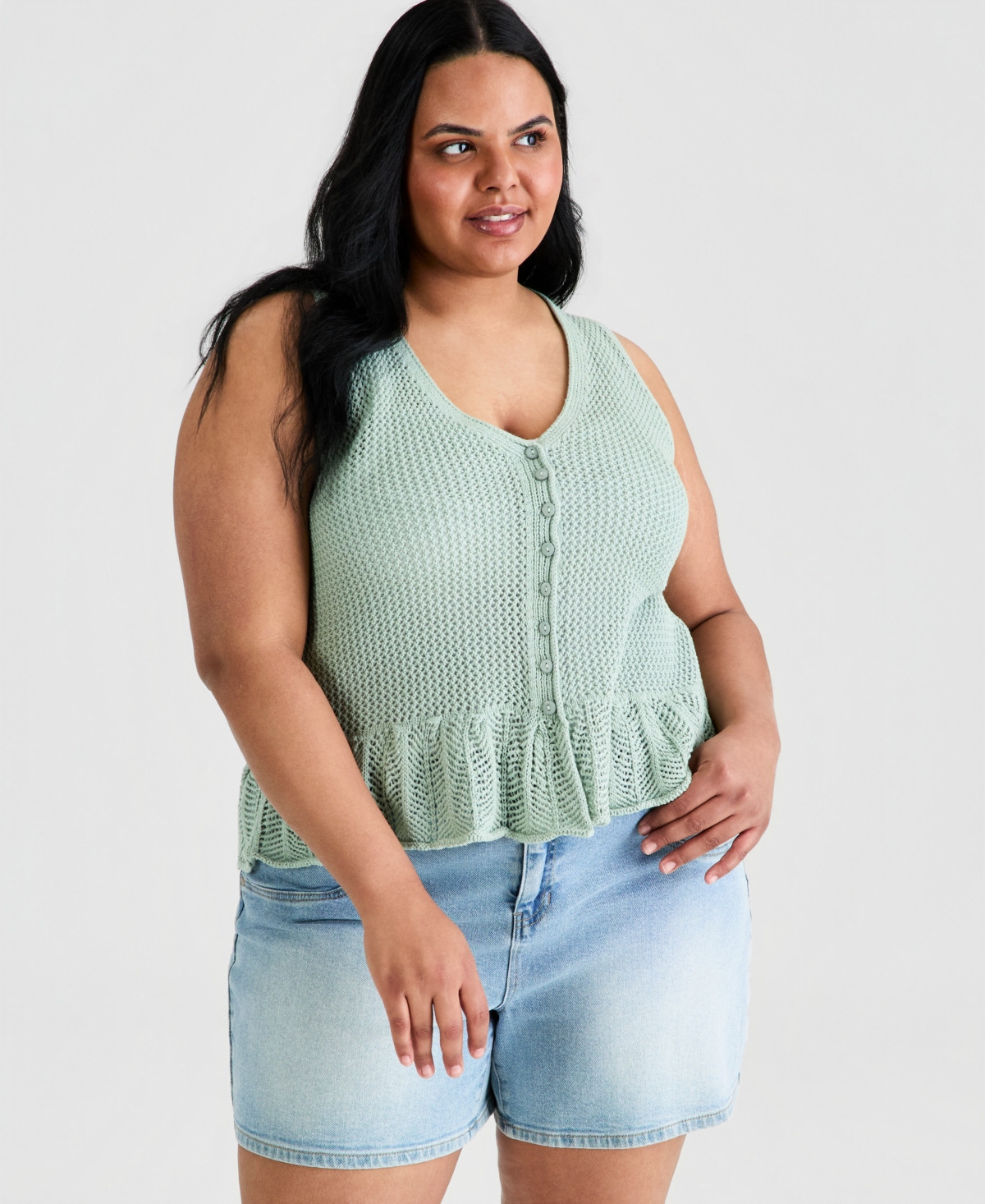 Click here for And Now This Trendy Plus Size Peplum Sweater Vest... prices