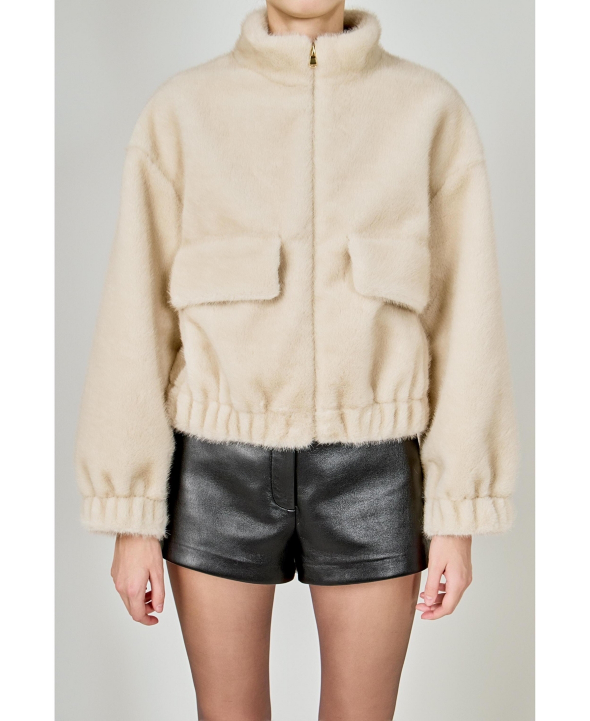 Click here for endless rose Womens Faux Fur Bomber Jacket - Cream prices