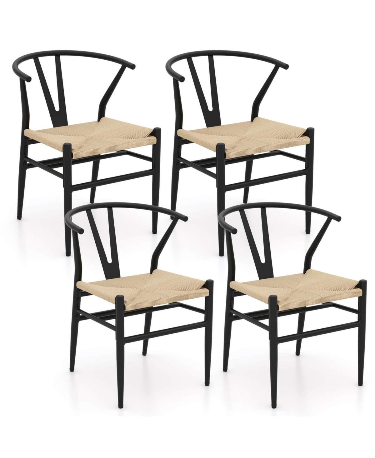 Click here for Costway Modern Dining Chair Weave Kitchen Armchair... prices