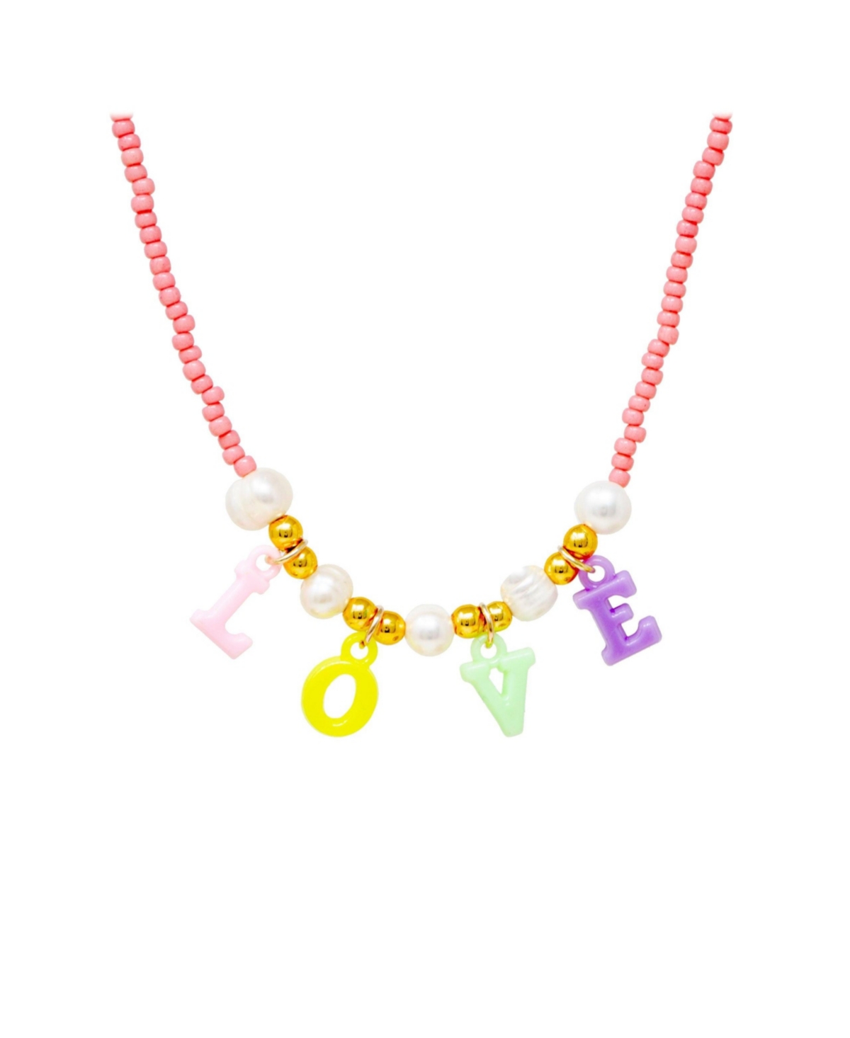 Click here for Zomi Gems Love Pink Bead Necklace - Gold plated prices
