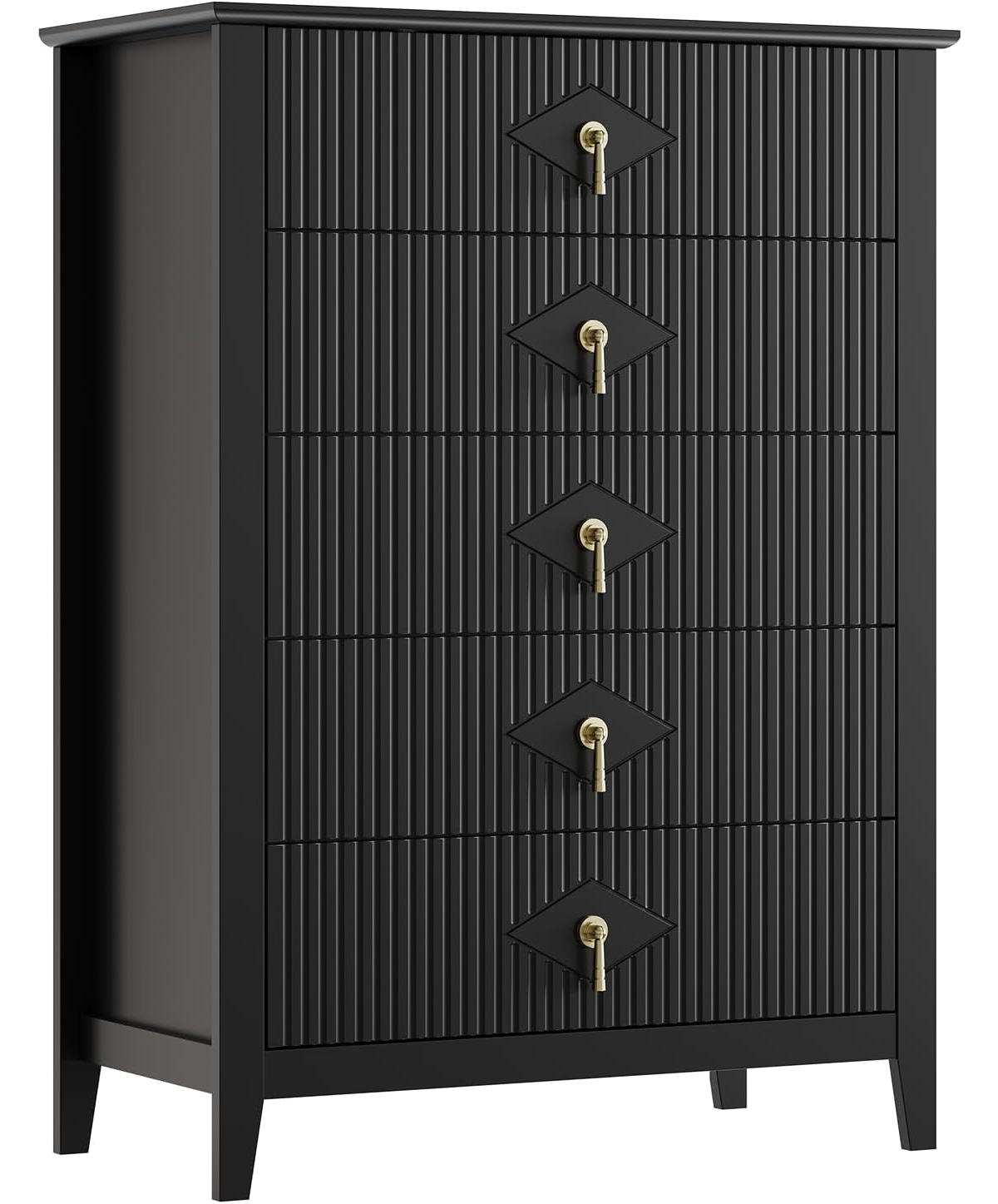 Click here for gaomon 43" Tall Fluted Dresser  5 Drawer Mode... prices
