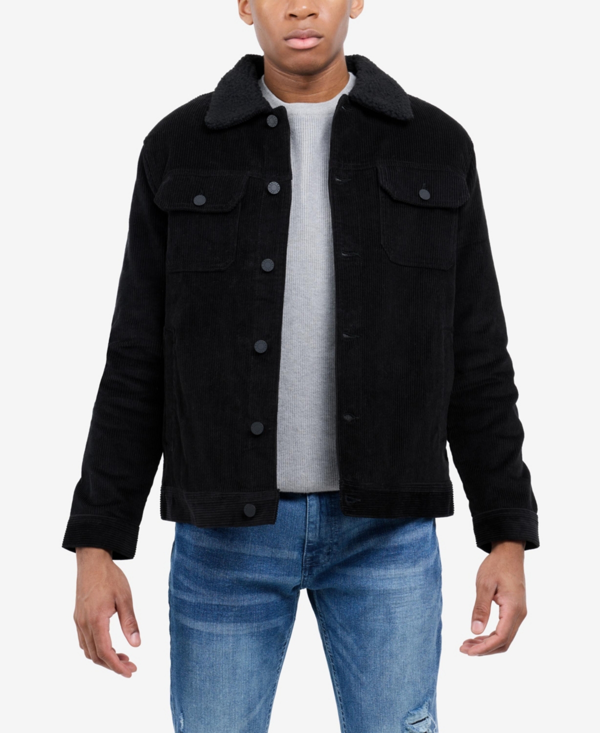 Click here for Xray Mens Corduroy Trucker Jacket - Black prices