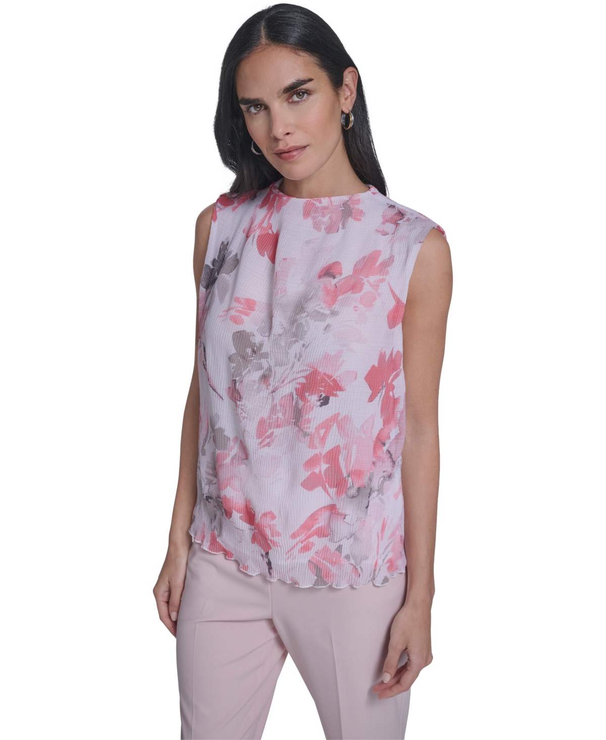 Click here for Calvin Klein Womens Sleeveless Textured Top - Peta... prices