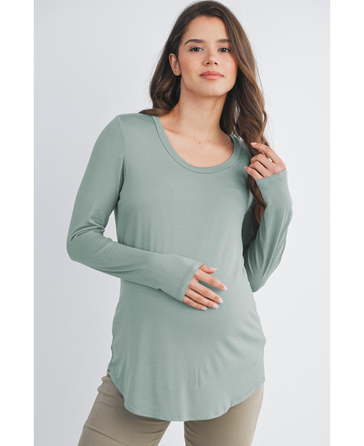 Click here for Hello Miz Maternity Casual Scoop Neck Long Sleeve... prices