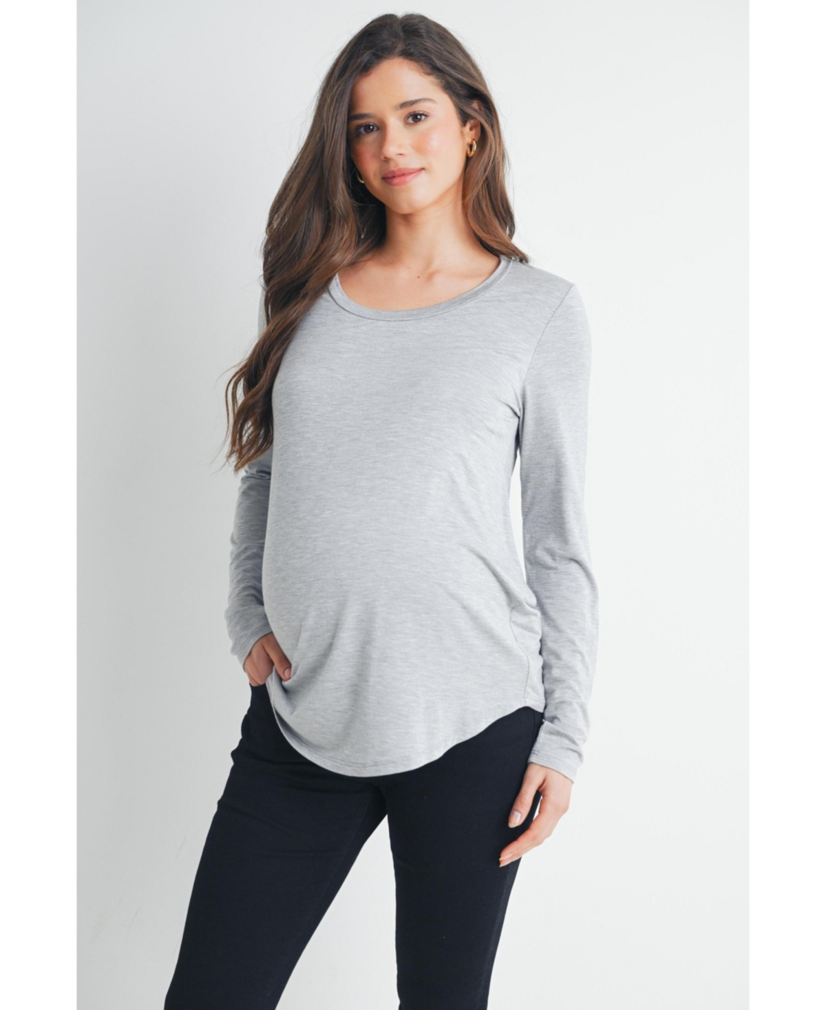 Click here for Hello Miz Maternity Casual Scoop Neck Long Sleeve... prices