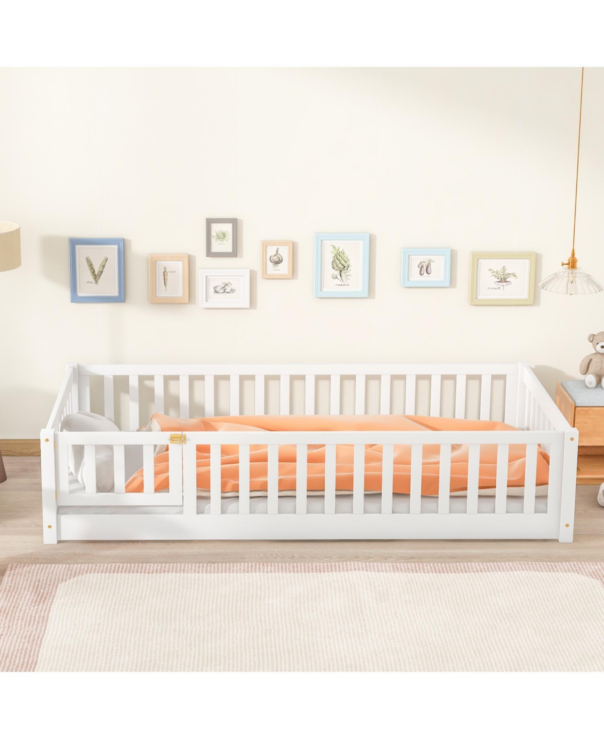 Click here for Streamdale Furniture Twin Floor Bed with Fence & D... prices