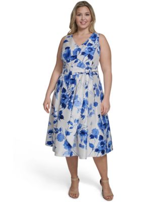 Jessica Howard Plus Size Sleeveless V-Neck Shantung Cocktail Dress - Macy's