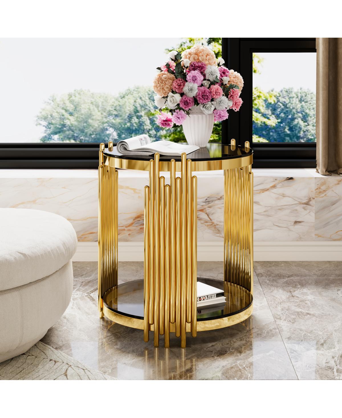 Click here for Streamdale Furniture Modern End Table with Gold Fi... prices