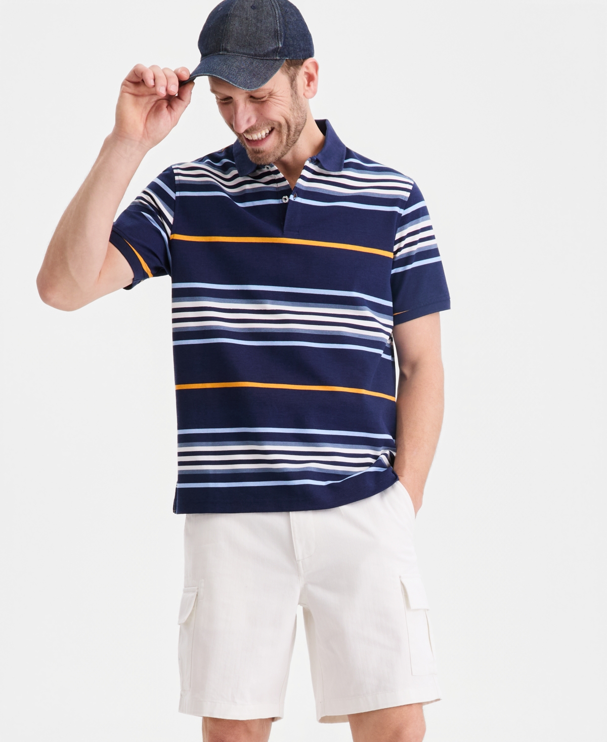 Click here for Club Room Mens Team Stripe Pique Polo Shirt  Exclu... prices