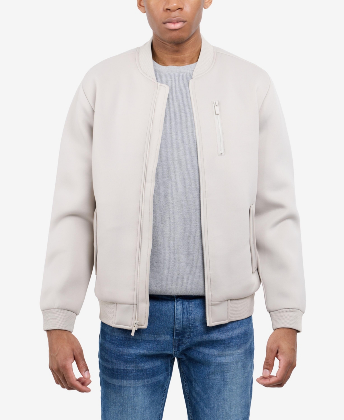 Click here for Xray Mens Neoprene Bomber Jacket - Stone prices