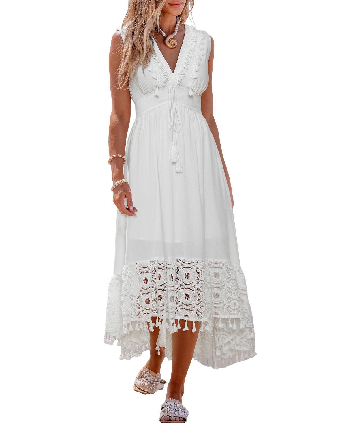 Click here for Cupshe Womens Luna Glow White Midi Beach Dress - W... prices