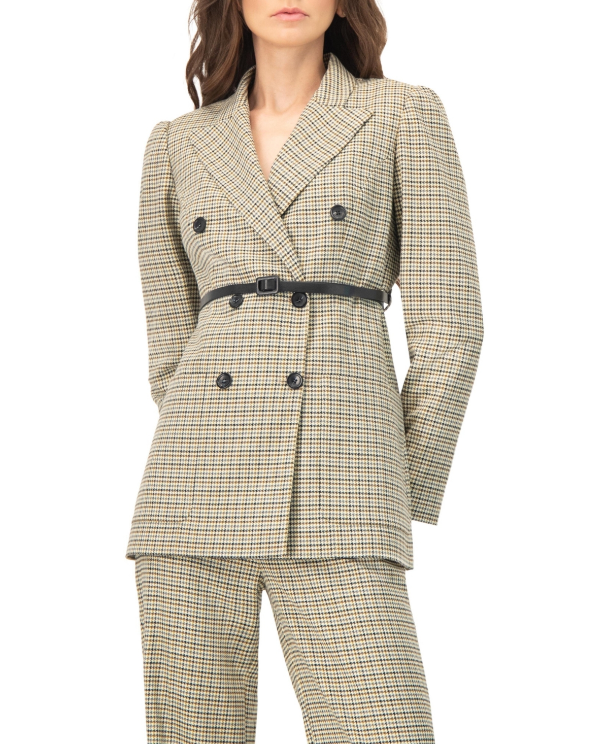 Click here for Ivonne Womens Double-Breasted Checkered Blazer - M... prices