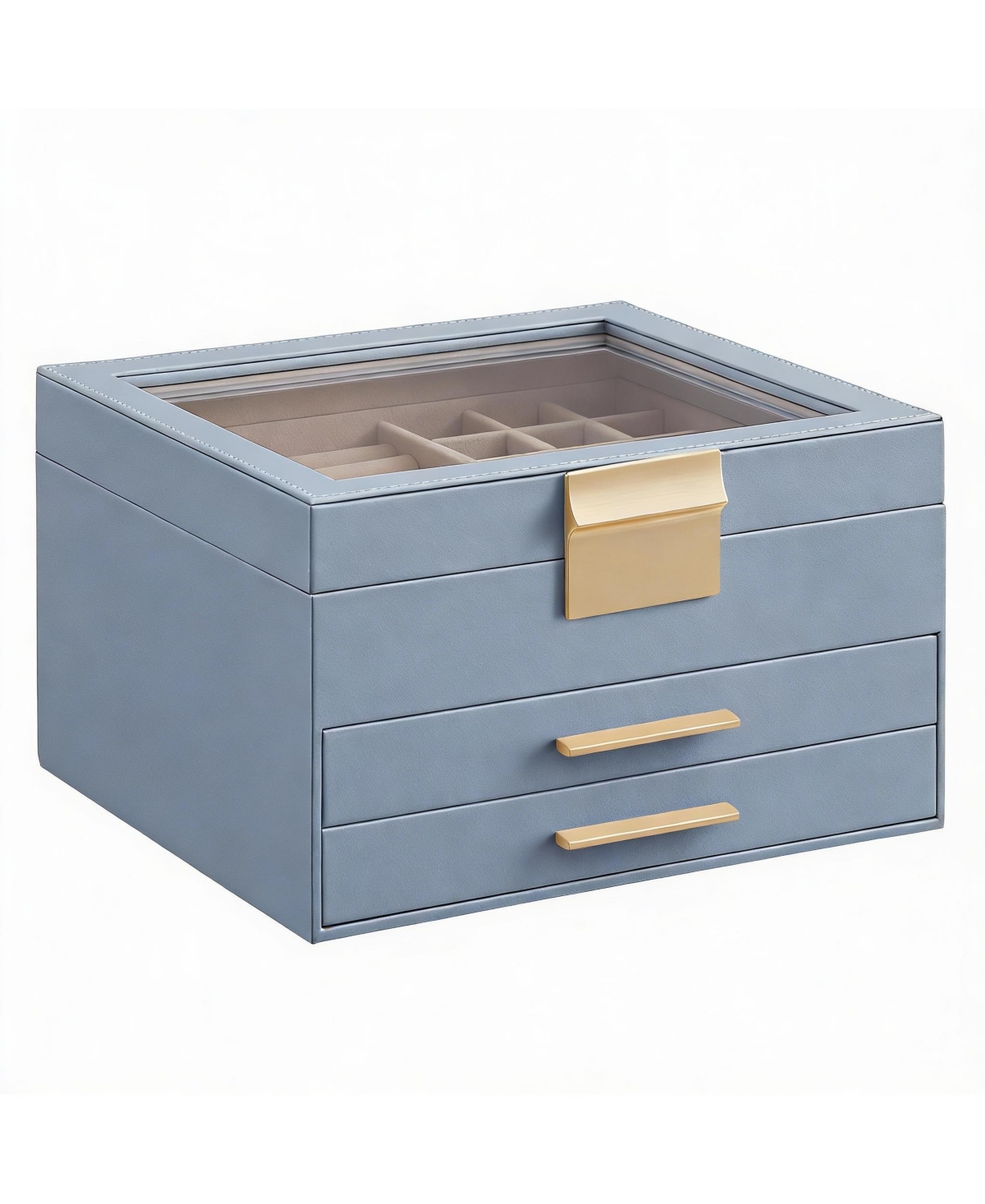 Click here for Yigii 3-Layer Jewelry Box with Glass - Blue prices