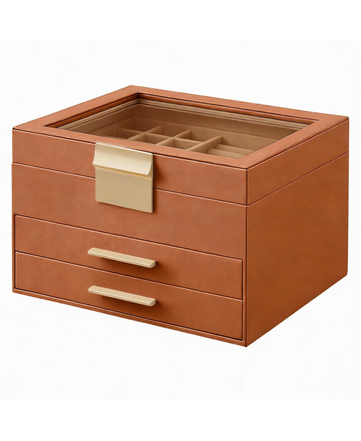 Click here for Yigii 3-Layer Jewelry Box with Glass - Brown prices