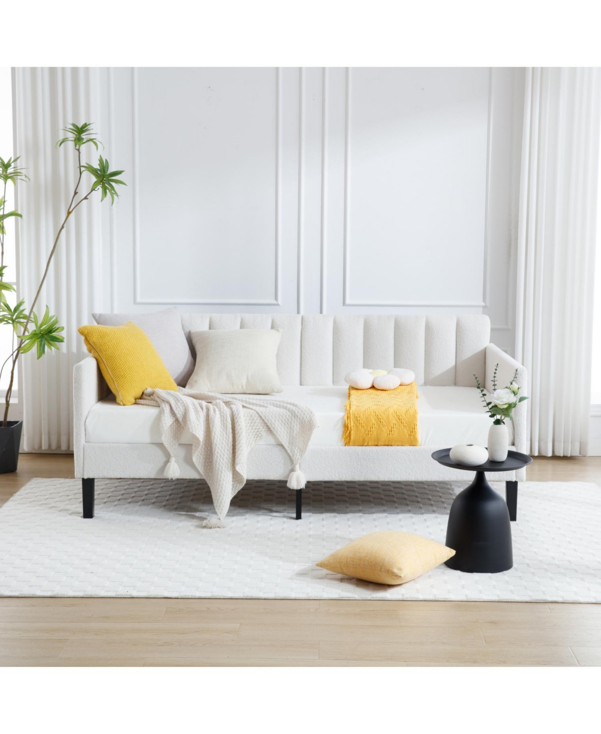 Click here for Simplie Fun Elena Twin Size Ivory Boucle Upholster... prices