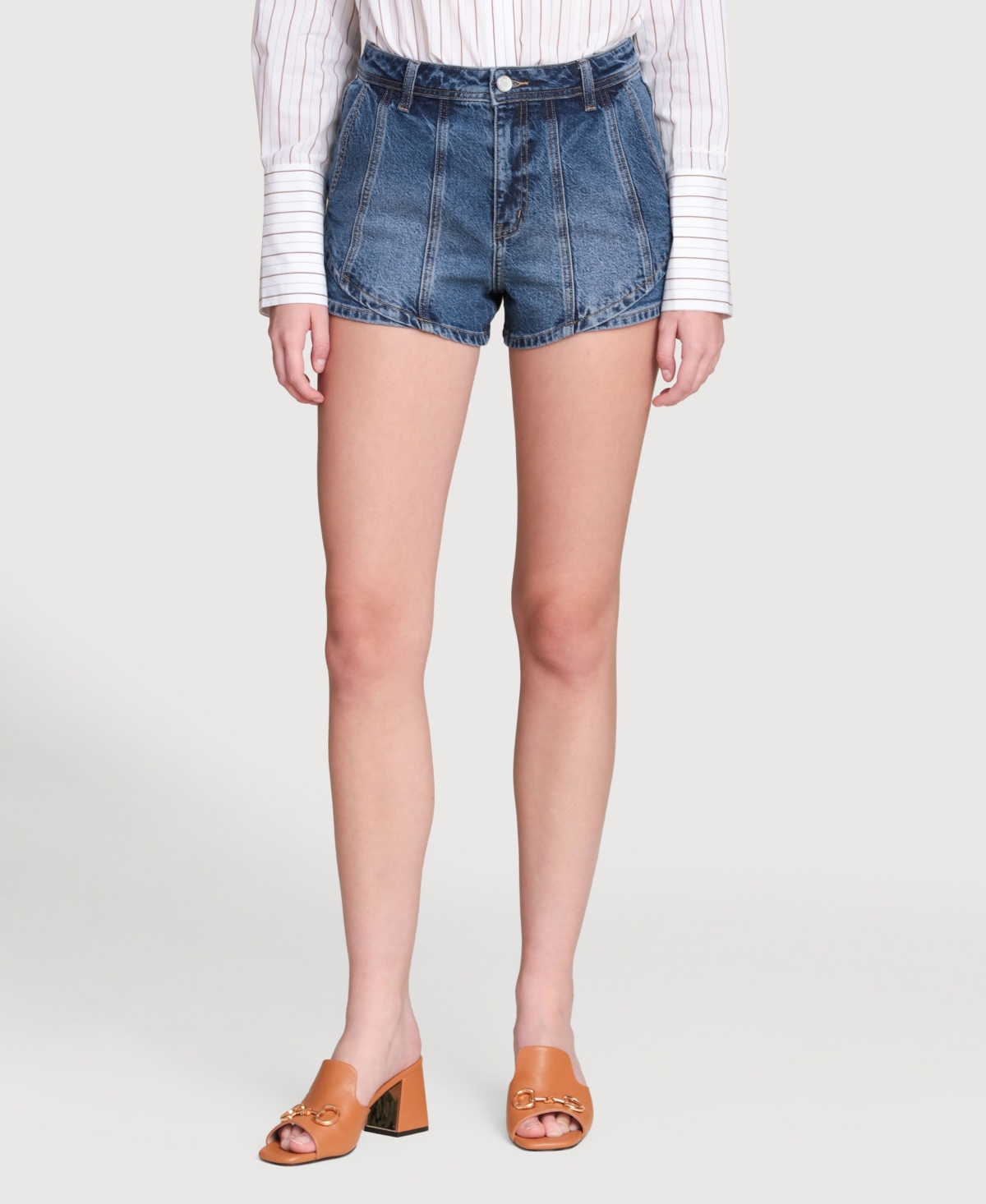 Click here for Avec Les Filles Womens High-Low Rise Denim Shorts... prices