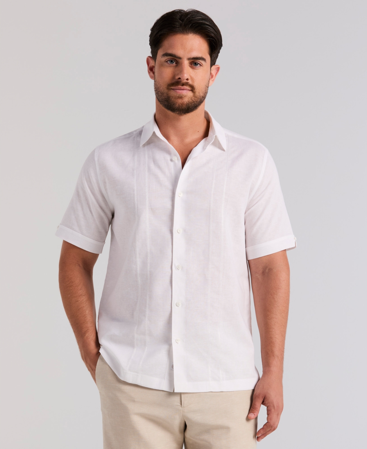 Click here for Cubavera Mens Short Sleeve Panel Button-Front Line... prices