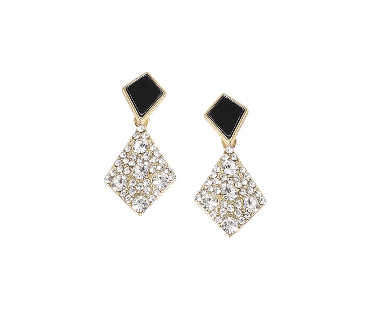Click here for Sohi Womens Purple Geometric Drop Earrings - Black prices