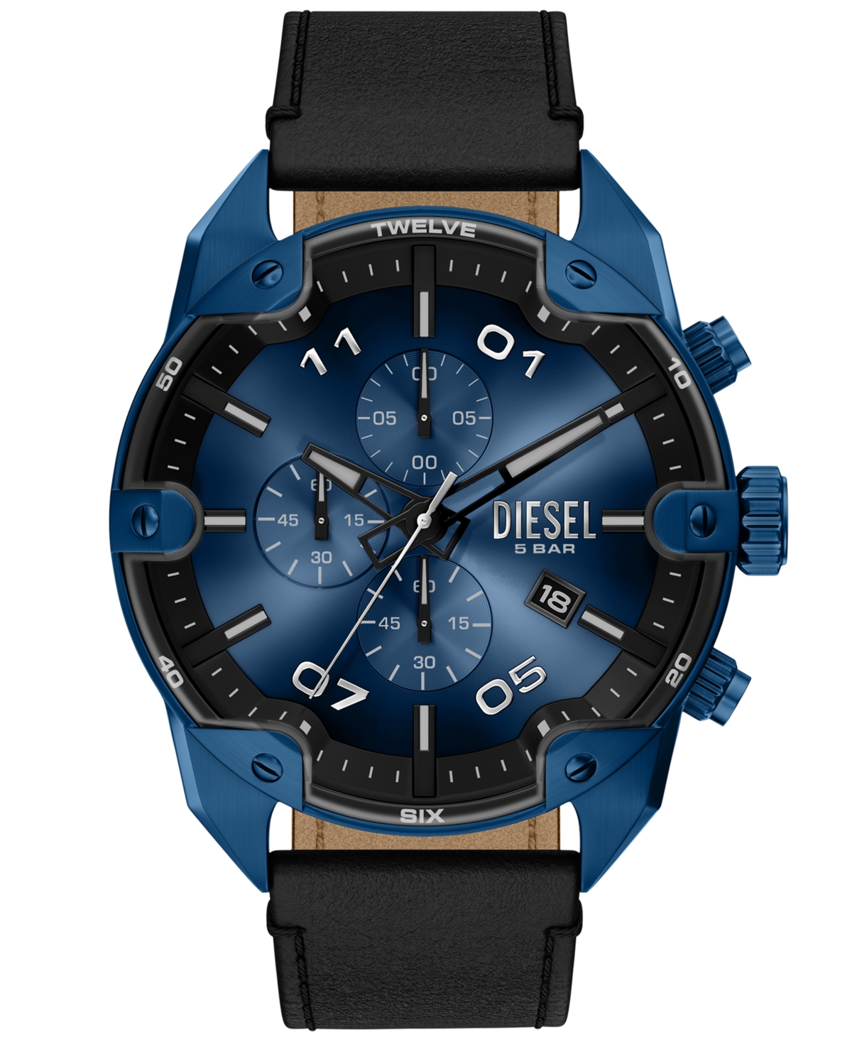 Click here for Diesel Mens Spiked Quartz Chronograph Black Leathe... prices
