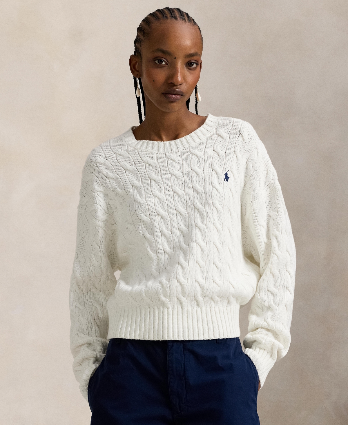 Click here for Polo Ralph Lauren Womens Cable-Knit Crewneck Sweat... prices