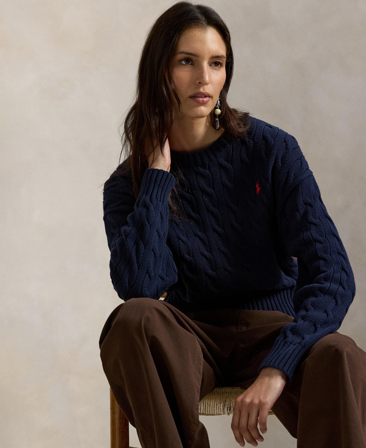 Click here for Polo Ralph Lauren Womens Cable-Knit Crewneck Sweat... prices