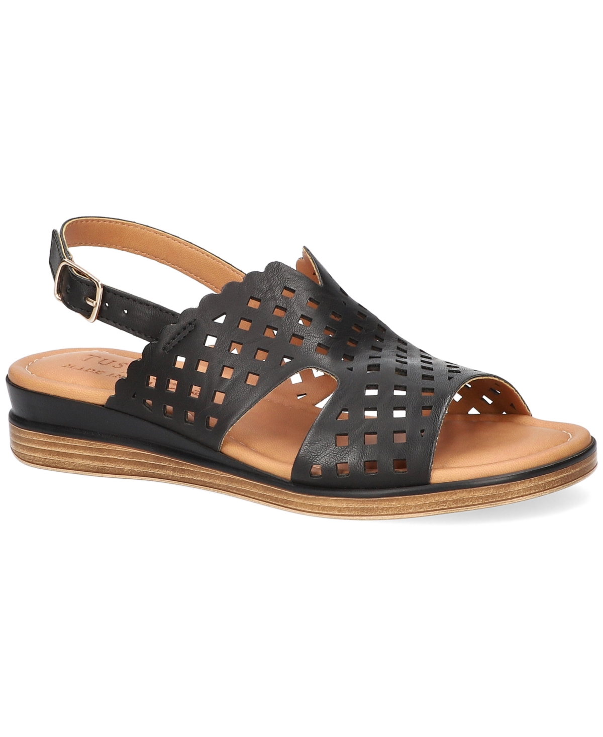 Easy Street Womens Martella Open Toe Wedge Sandals - Black