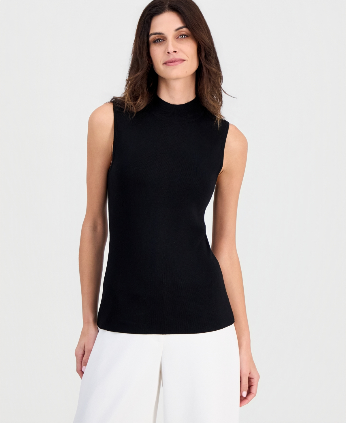 Click here for Tahari Asl Womens Sleeveless Mock-Neck Sweater - B... prices