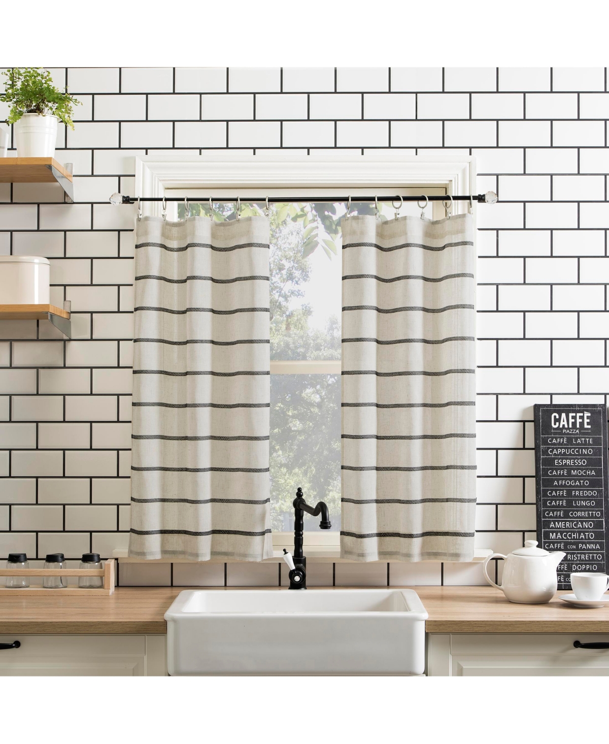 Click here for Twill Stripe Anti-Dust Linen Blend Sheer Cafe Curt... prices