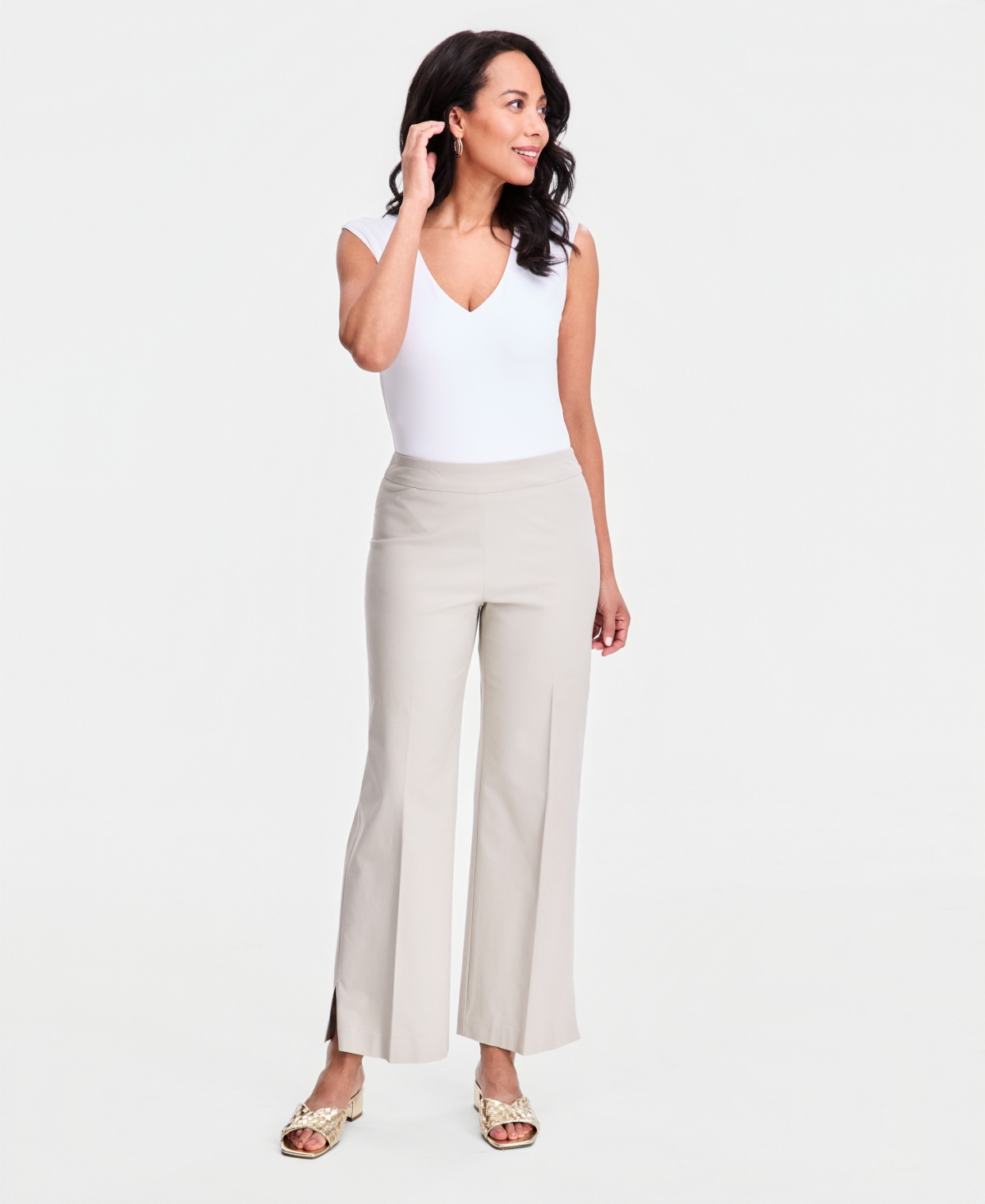 Click here for Jm Collection Womens Mid-Rise Pull-On Wide-Leg Pan... prices