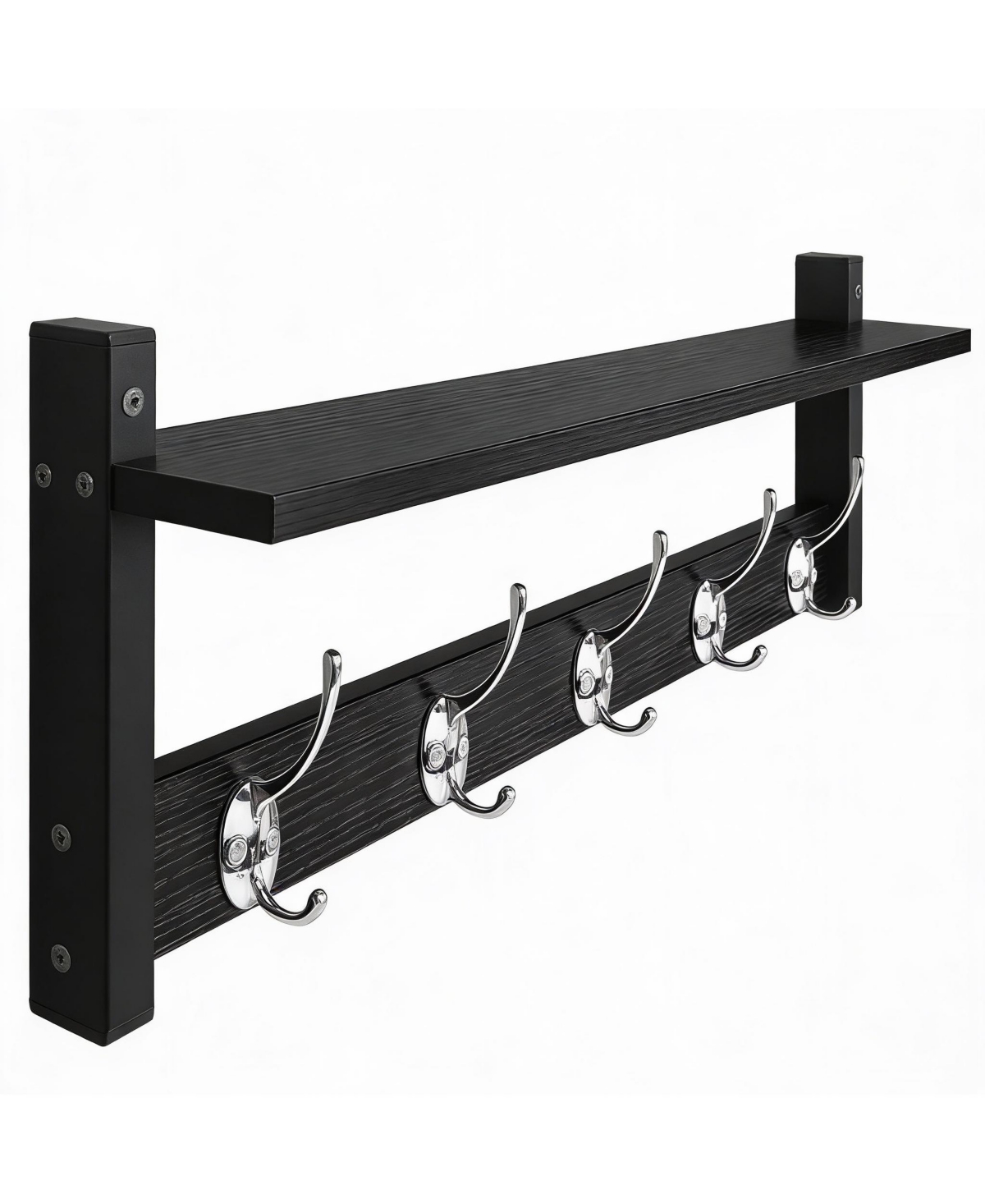 Click here for Yigii Black Oak Finish Coat Rack with Hooks and Sh... prices