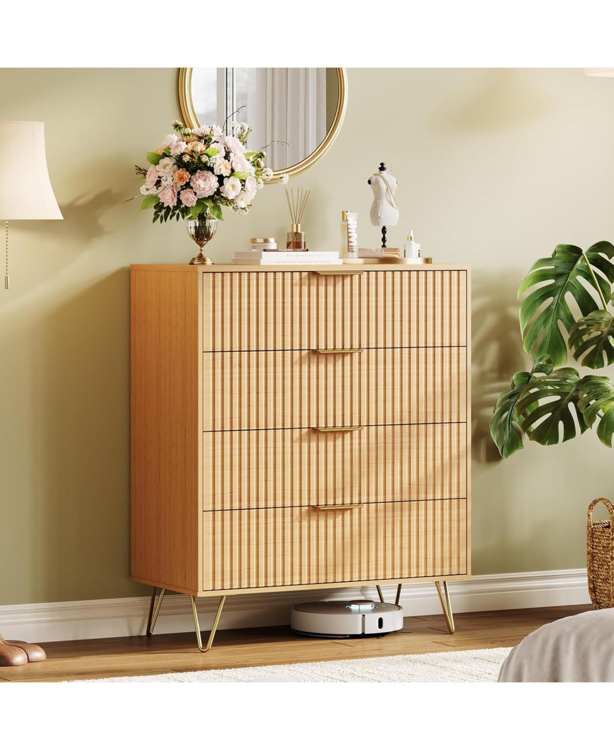 Click here for gaomon Fluted 4-Drawer Dresser for Bedroom  32 Wid... prices