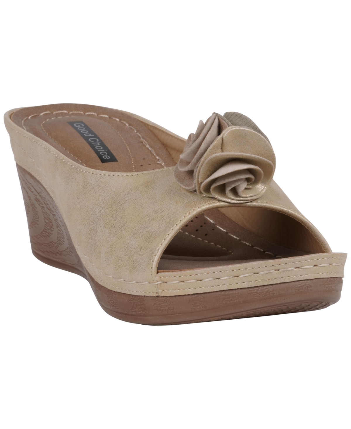 Click here for Gc Shoes Womens Sydney Rosette Wedge Sandals - Gol... prices